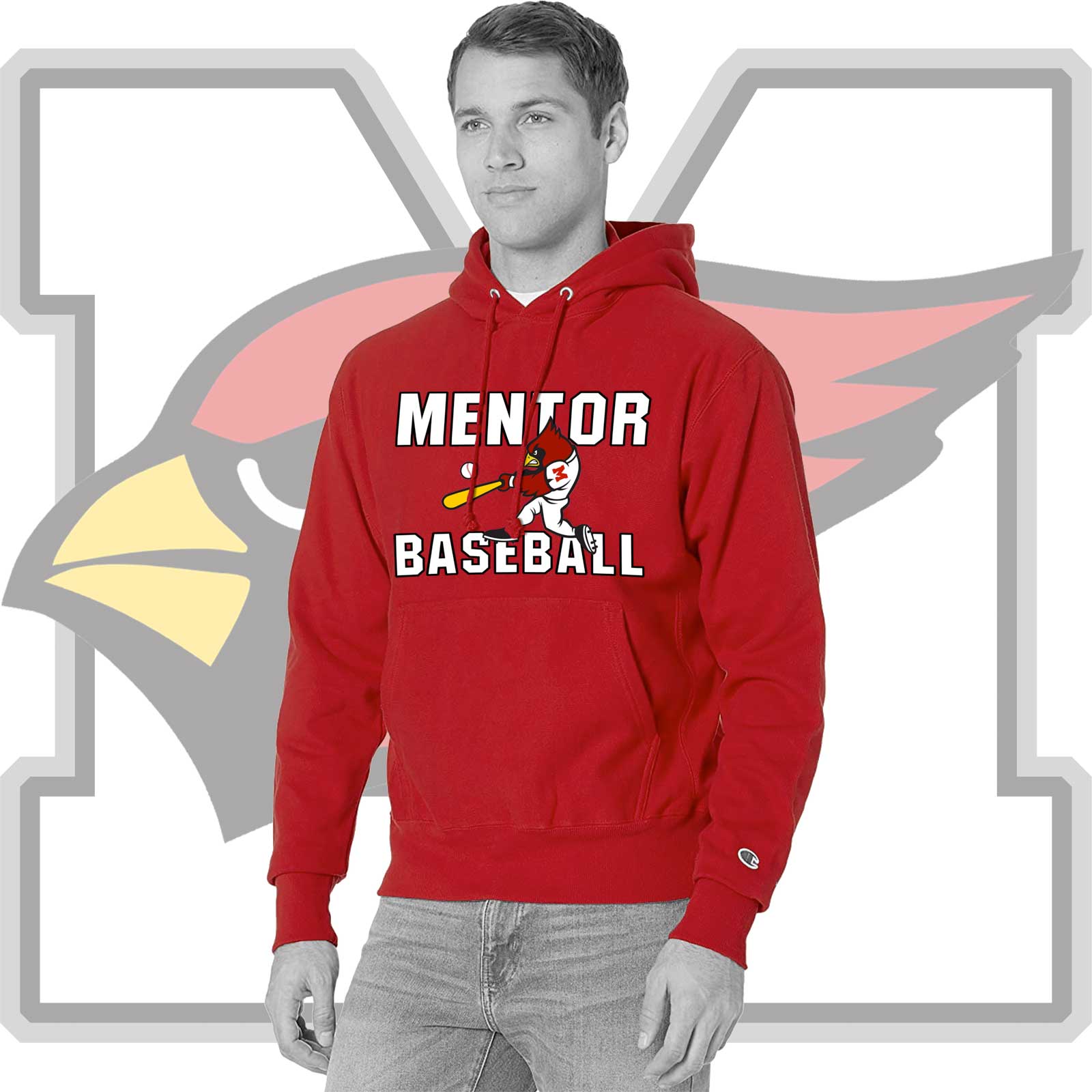 Mentor Baseball Champion Reverse Weave Hooded Sweatsweat